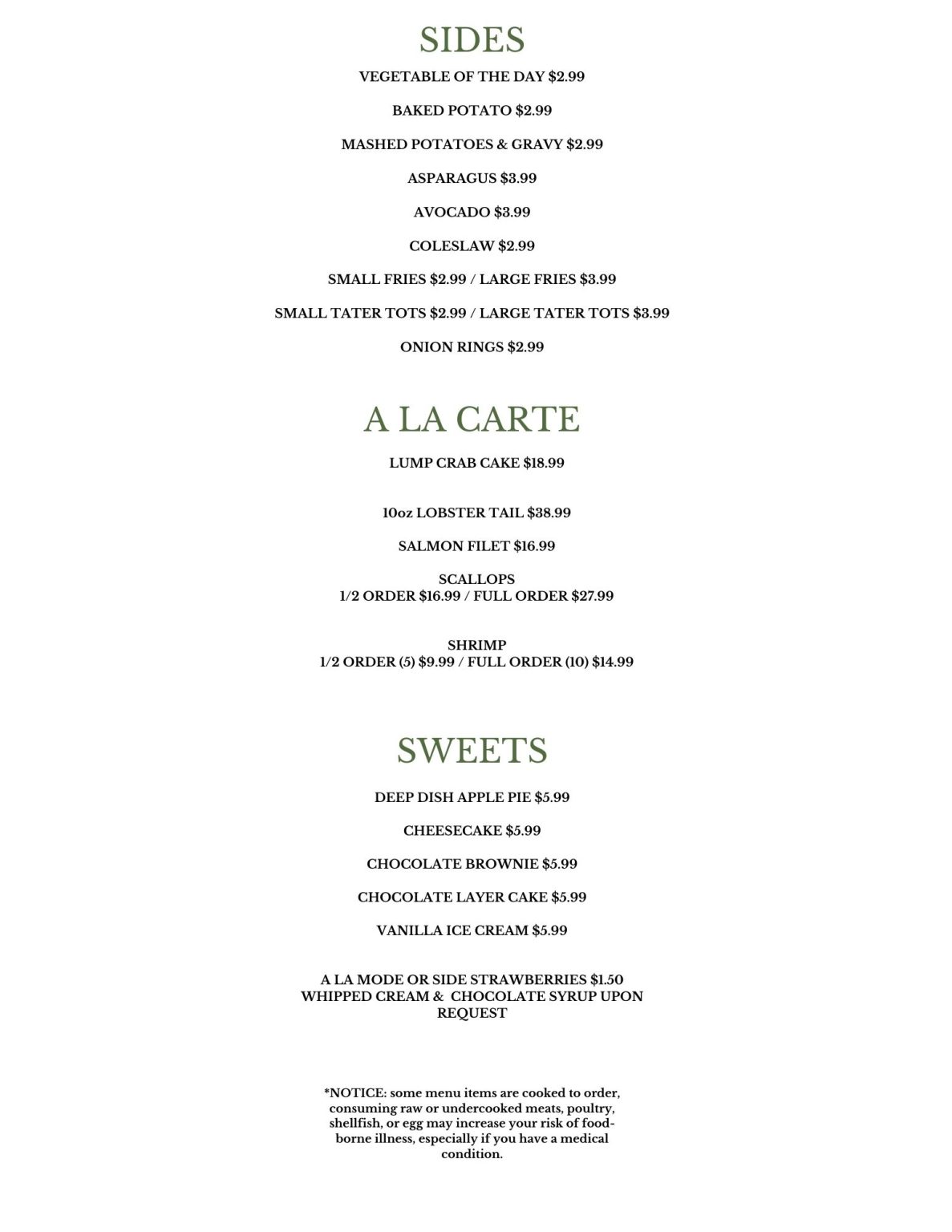 full menu | Crystal City Restaurant